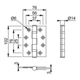 Steel Ball Bearing Hinges 100mm x 58mm
