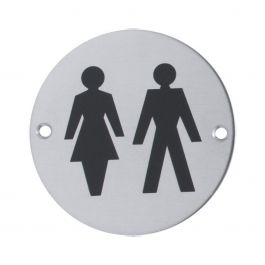 Unisex Symbol Door Sign 76mm | Satin Stainless Steel