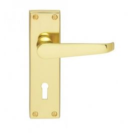 Victorian Straight Lock Lever On Backplate | Polished Brass